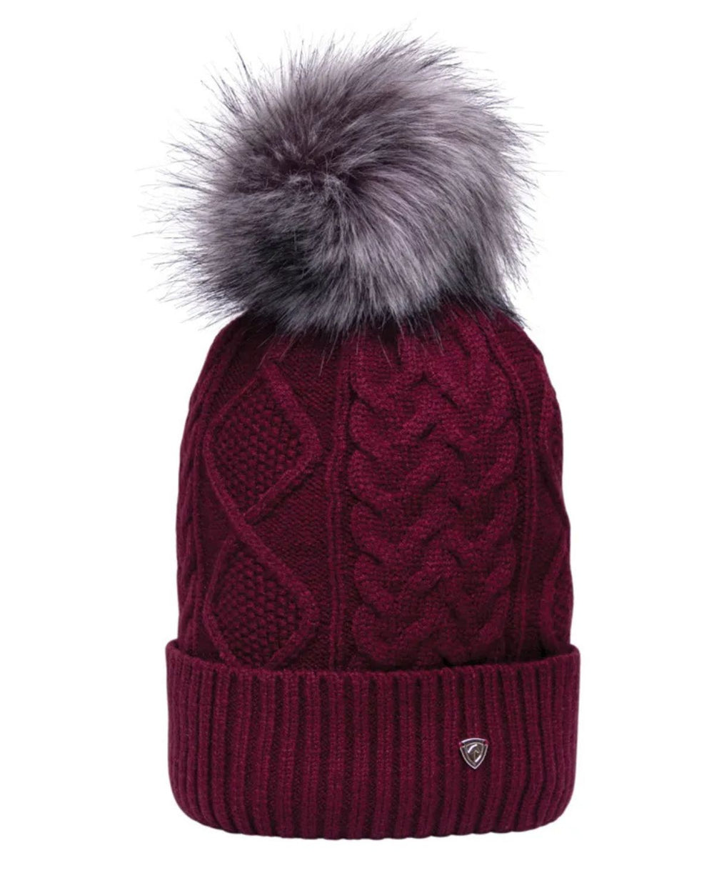 Hy Equestrian Vanoise Knitted Bobble Hat Maroon Red | Equiflair