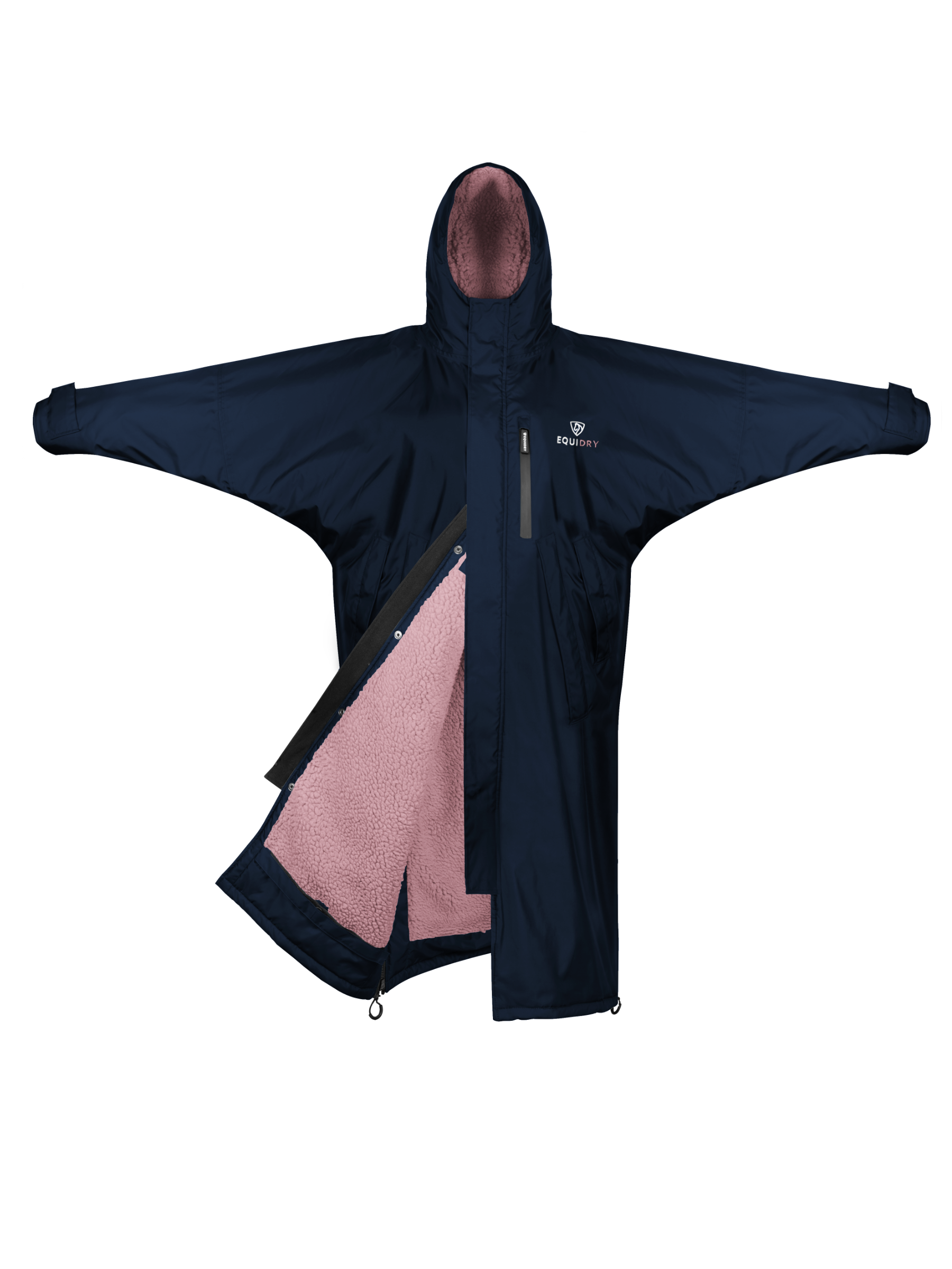 Women's EQUIDRY | Long Waterproof Horse Riding Rain Coat | Navy & Pink ...